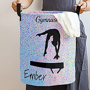 Gymnastics Beam Personalized Laundry Basket Clothes Hamper with Handles Waterproof,Custom Collapsible Laundry Storage Baskets for Bedroom,Bathroom Decorative Large Capacity