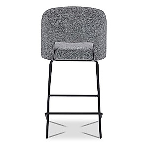 Watson & Whitely Modern Bar Stools, Fabric Upholstered Bar Stool with Back, Metal Legs in Matte Black, 26" H Seat Height, Set of 2, Grey (Multi-Colored)