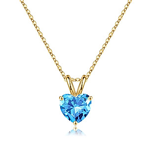 SMILEST March Birthstone Necklace for Women, Sparkle Solitaire Heart Cut Aquamarine Necklace Hypoallergenic 18K Gold Plated 925 Sterling Silver March Birthstone Jewelry Gifts for Mom Wife Grandma