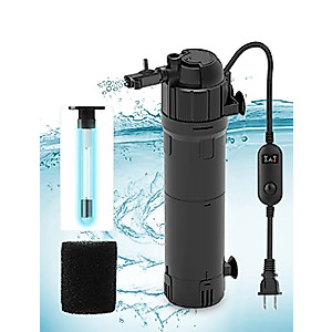 Kulife Fumak Aquarium Filter Fish Tank Filters U-V Filter Pump with Timer Turns Green Water to Clear, Dual Mode (Aeration/Rainfall) for 40-120 Gallon Aquariums, Flow Rate and Direction Adjustable