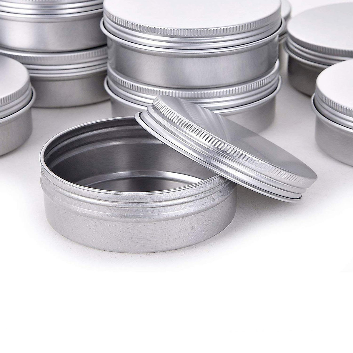 4 Ounce Aluminum Tin Jar Refillable Containers 120 ml Aluminum Screw Lid Round Tin Container Bottle for Cosmetic,Lip Balm, Cream, 12 Pack.