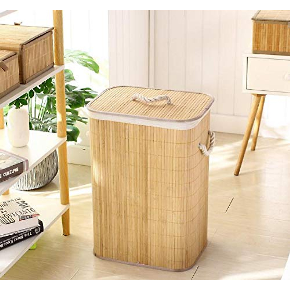 Leiio [Handmade]: This Hand-Woven Laundry Basket is Made of Natural Renewable Bamboo and is an Essential Item in Your Home. You Need a Laundry Basket to Organize Dirty Clothes and Keep Your Home Tidy