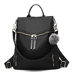 Designer Nylon Backpack Purse Multifunctional Ladies Backpacks Solid Shoulder Headphone Plug Bags for Womens Book Bags (black-nylon)