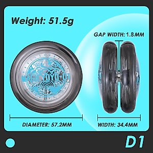 Looping Yoyo D1 Responsive Yoyo for Kids - 2A Loop Yoyo for Beginner, Starter Yoyo Easy to Play Basic String Tricks Yoyo with 12 Yoyo Strings, 2 Bags, 2 Yoyo Gloves(Crystal Black and Crystal Blue)