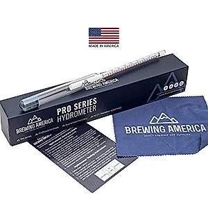 Brewing Hydrometer Alcohol Tester Kit: Beer & Wine American-Made Specific Gravity ABV Test Pro Series Traceable & Borosilicate Glass Test Tube Jar & Brush