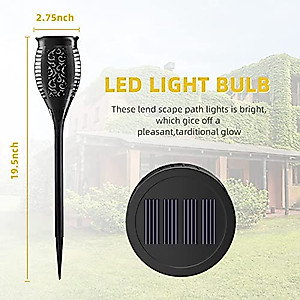 Solar Tiki Torch Lights with Flickering Flames for Garden, Torch Stake Light Outdoor Decorative, Waterproof Landscape Flame Lights with Auto On/Off for Garden Party Pathway (12 Pack Yellow, 12 LEDs)