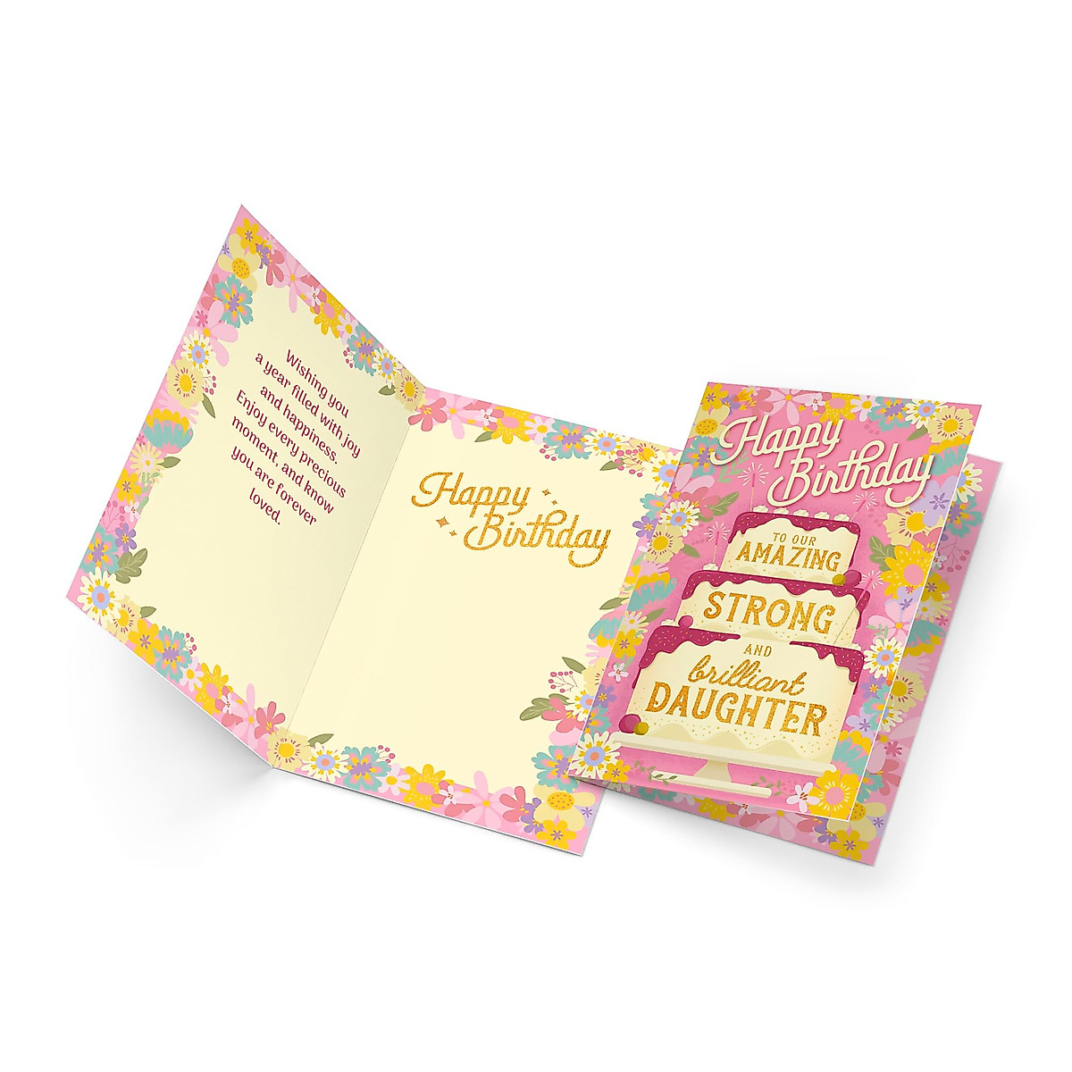 Prime Greetings Daughter Birthday Card, Made in America, Eco-Friendly, Thick Card Stock with Premium Envelope 5in x 7.75in, Packaged in Protective Mailer