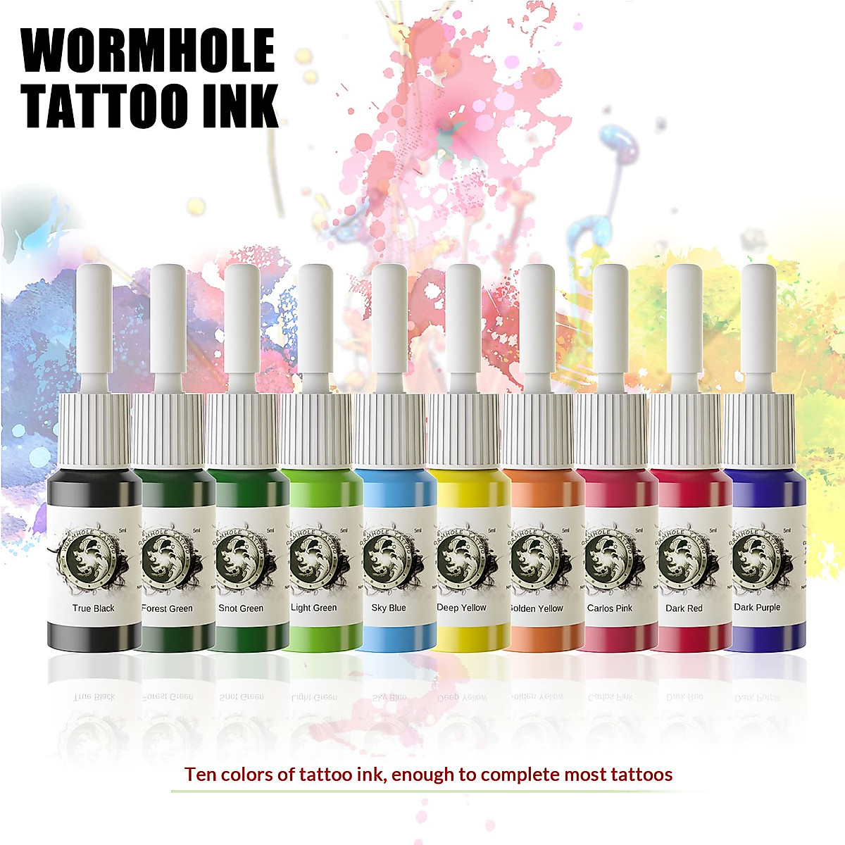 Wormhole Tattoo Machine Kit 20 Cartridge Needles Rotary Tattoo Machine Kit Complete Tattoo Gun Kit 10 Tatttoo Ink for Beginners & Tattoo Artist