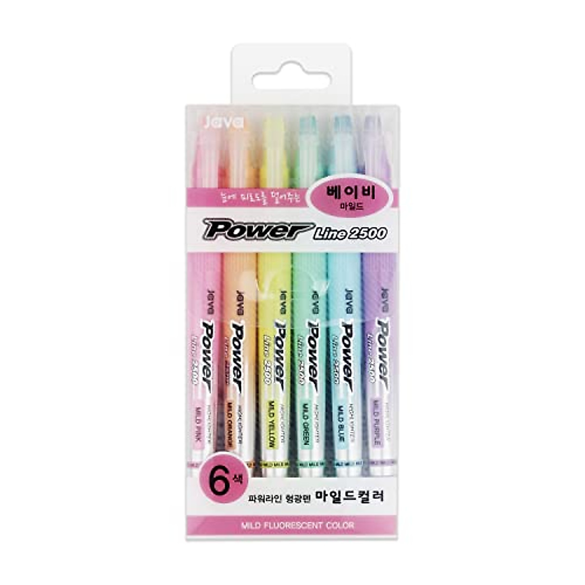 JAVAPEN rainbow pastel Highlighter brush Chisel Tip Pens (Baby colors 6 pens set)