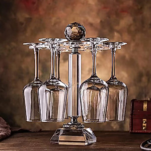 Elegant Desktop Crystal Glass Stemware Rack/Rotate 8 Wine Glass Storage Holder Stand Air Drying Rack(No included wineglass) (Large)