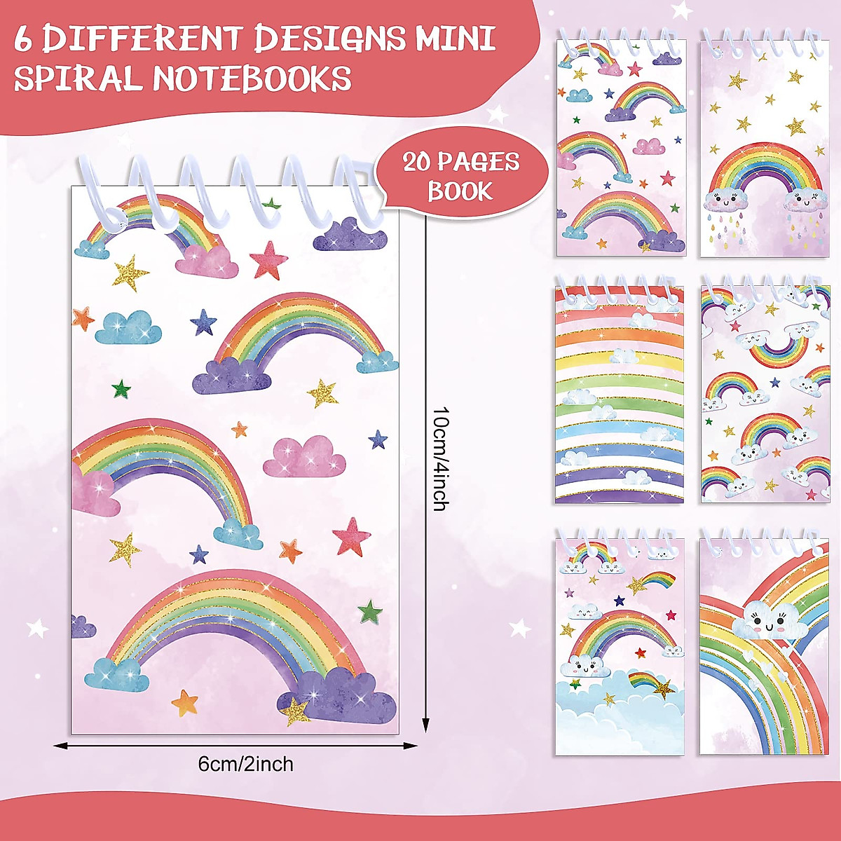 24 Pcs Mini Rainbow Notebook Party Favors Rainbow Mini Notepads 2.36 x 3.94 Inch Rainbow Spiral Notebook Bound Memo Note Books for Kids Back to School Office
