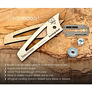 5 star moon US Designed - THE SHARK Bread Lame, Bread lame Tool for Rustic Sourdough Bread. This Artisan Baker Bread Lame used for Scoring Dough to Release Steam. Includes 1 lames 1 Protective pouch