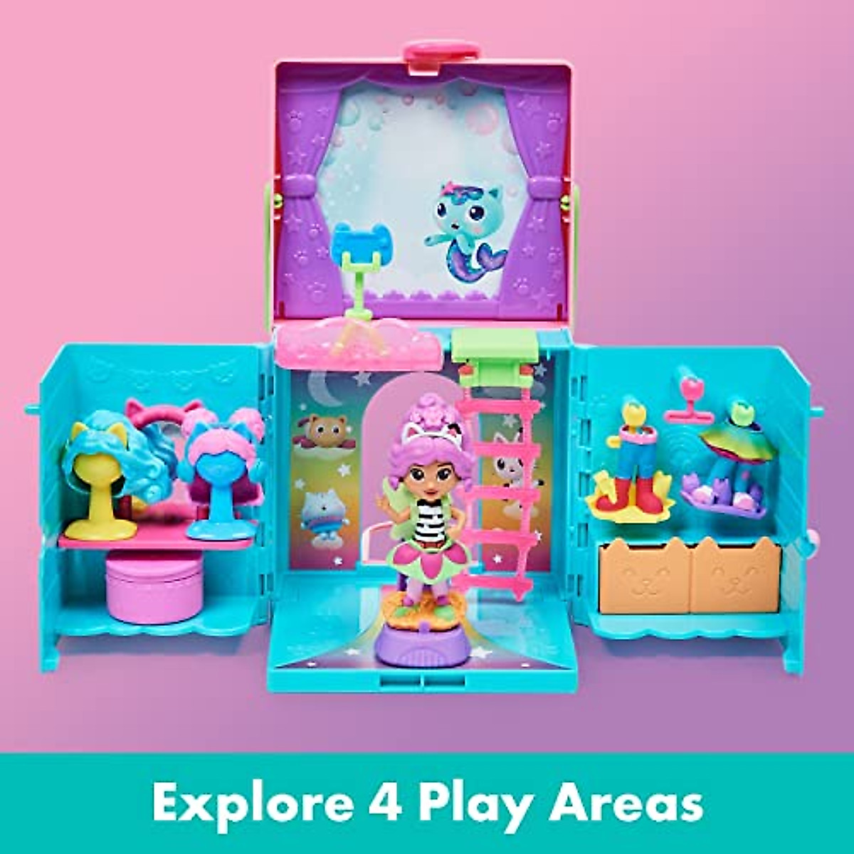 Gabby’s Dollhouse, Dress-Up Closet Portable Playset with a Gabby Doll, Surprise Toys and Photo Shoot Accessories, Kids Toys for Ages 3 and up