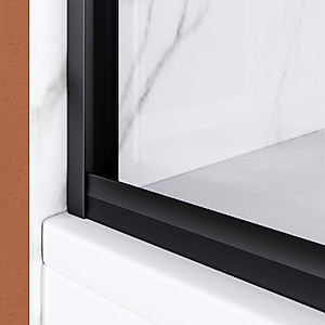 ELEGANT Bathtub Sliding Shower Door 60" W x 62" H Double Glass Tub Enclosure Shower Door,1/4 in. Clear Glass Tub Shower Doors，Black Hardware