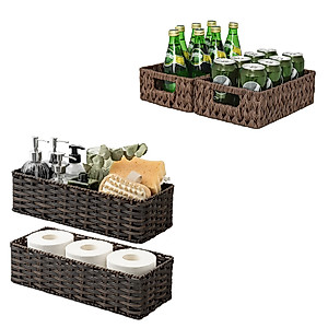 GRANNY SAYS Bundle of 2-Pack Wicker Baskets for Organizing Shelves & 2-Pack Wicker Shelf Baskets