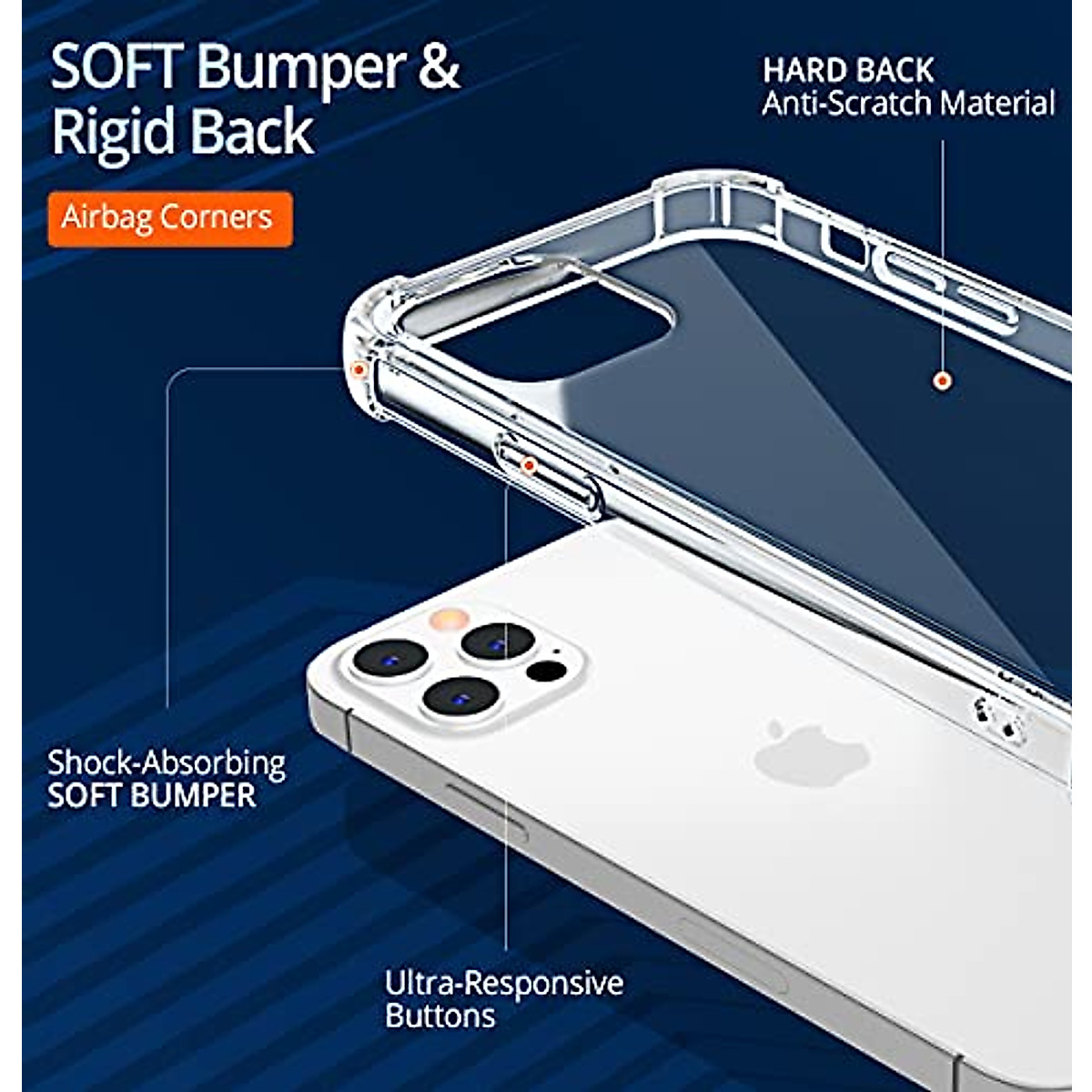 Orase Ultra Clear Cases Designed for iPhone 12 Case & iPhone 12 Pro Case [Non-Yellowing] Protective Slim Phone Case with Shockproof Air Bags, 2020 (Crystal Clear)