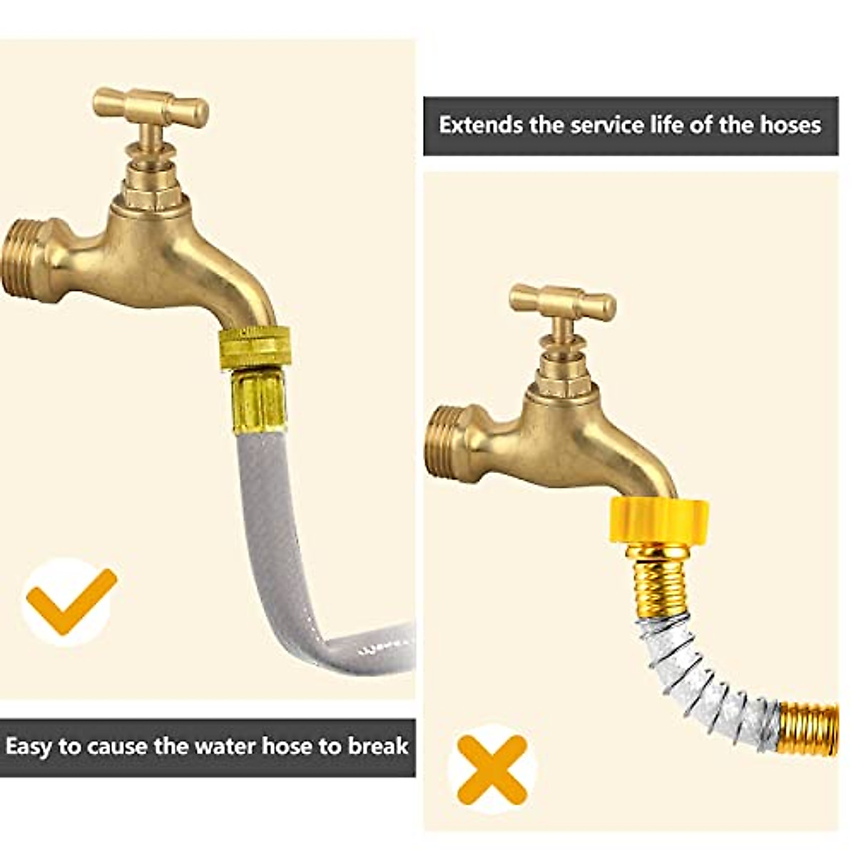 Garden Flexible Hose Protector-4 Pack Hose Extension Adapter Solid Hose Kink Protector With Coil Spring Garden Hose, Adapter Universal Kink-Free Hose Saver With Spring