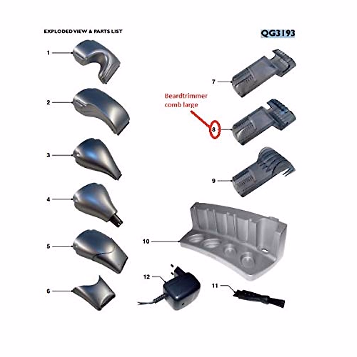 Beardtrimmer Beard Large Comb Compatible With Philips Shaver