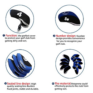 Maxi 10x Neoprene Golf Club Iron Head Cover Set Fit Titleist Callaway Ping Taylormade (Orange)