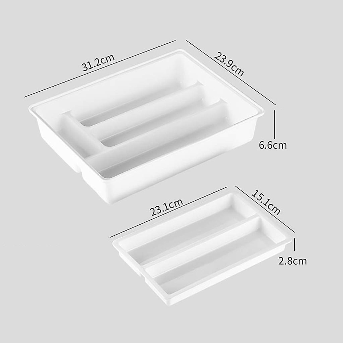 Storage rack plastic cutlery tray for separating kitchen drawers, 31.2×23.9×6.6cm