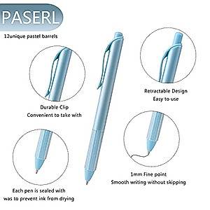 WY WENYUAN 12Pcs Cute Pens, Fine Point Smooth Writing Pens, Pastel Ballpoint Pens Bulk, Colorful Best Gift Pens, Black Ink 1.0 mm Journaling Pen, Pens Office Supplies for Women & Men, Note Taking