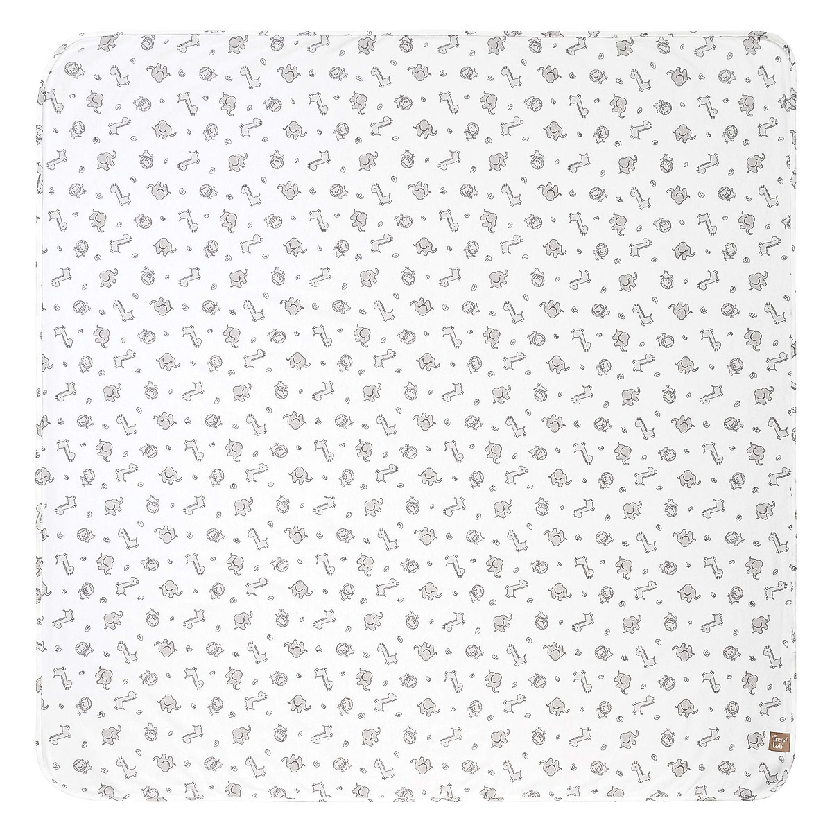 Trend Lab Safari Chevron Jumbo Deluxe Flannel Swaddle Blanket-Safari Animal Print, 100% Cotton Flannel, Gray, White, 48 in x 48 in