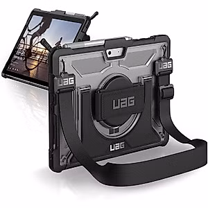 URBAN ARMOR GEAR UAG Designed for Microsoft Surface Go 4 / Surface Go 3 / Surface Go 2 / Surface Go Case 10.5" Plasma w/Hand Strap & Shoulder Strap Feather-Light Rugged Military Drop Tested Cover Ice