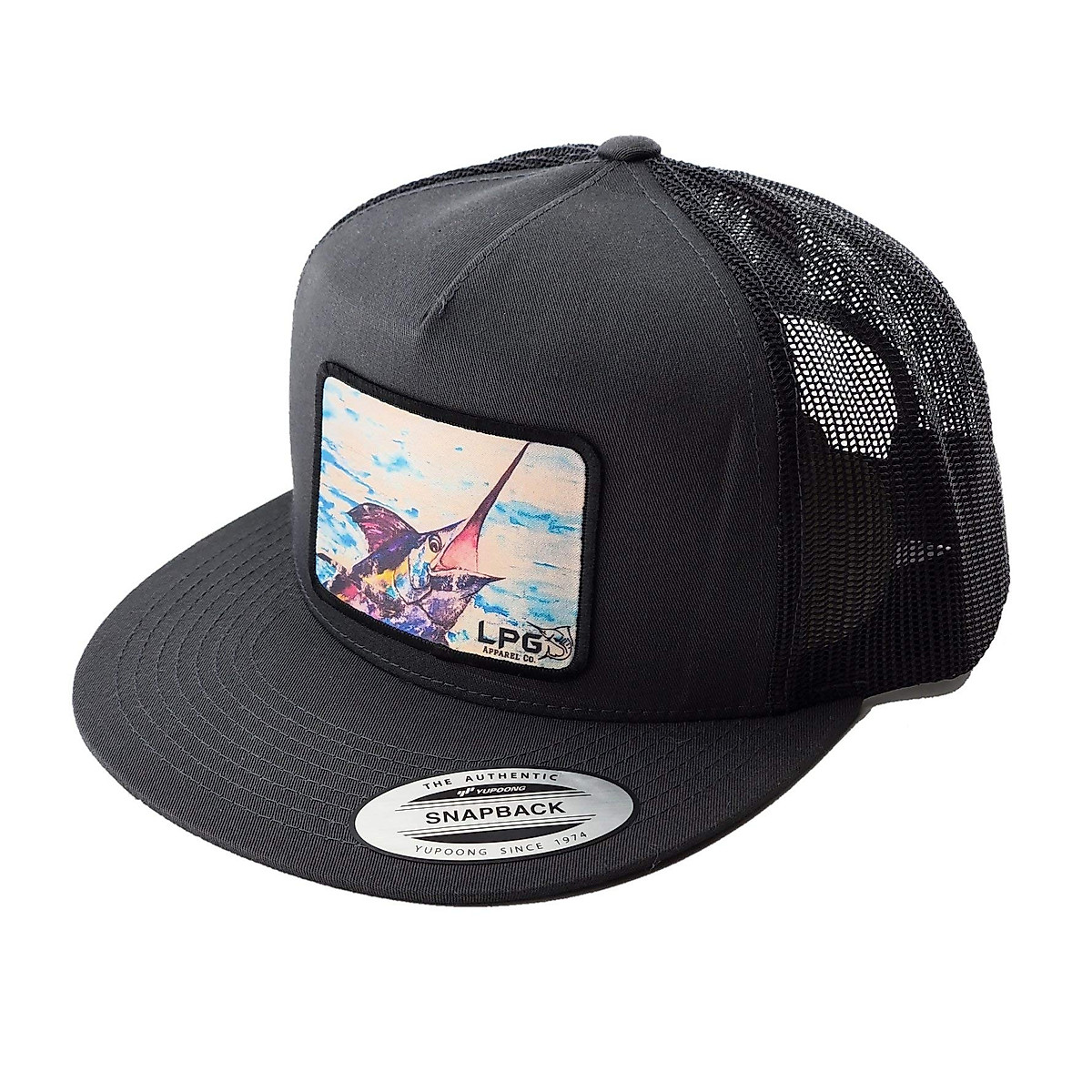 LPG Apparel Co. Marlin Surface Breaker Fishing Classic Snapback Flat Brim Trucker Baseball Hat Cap