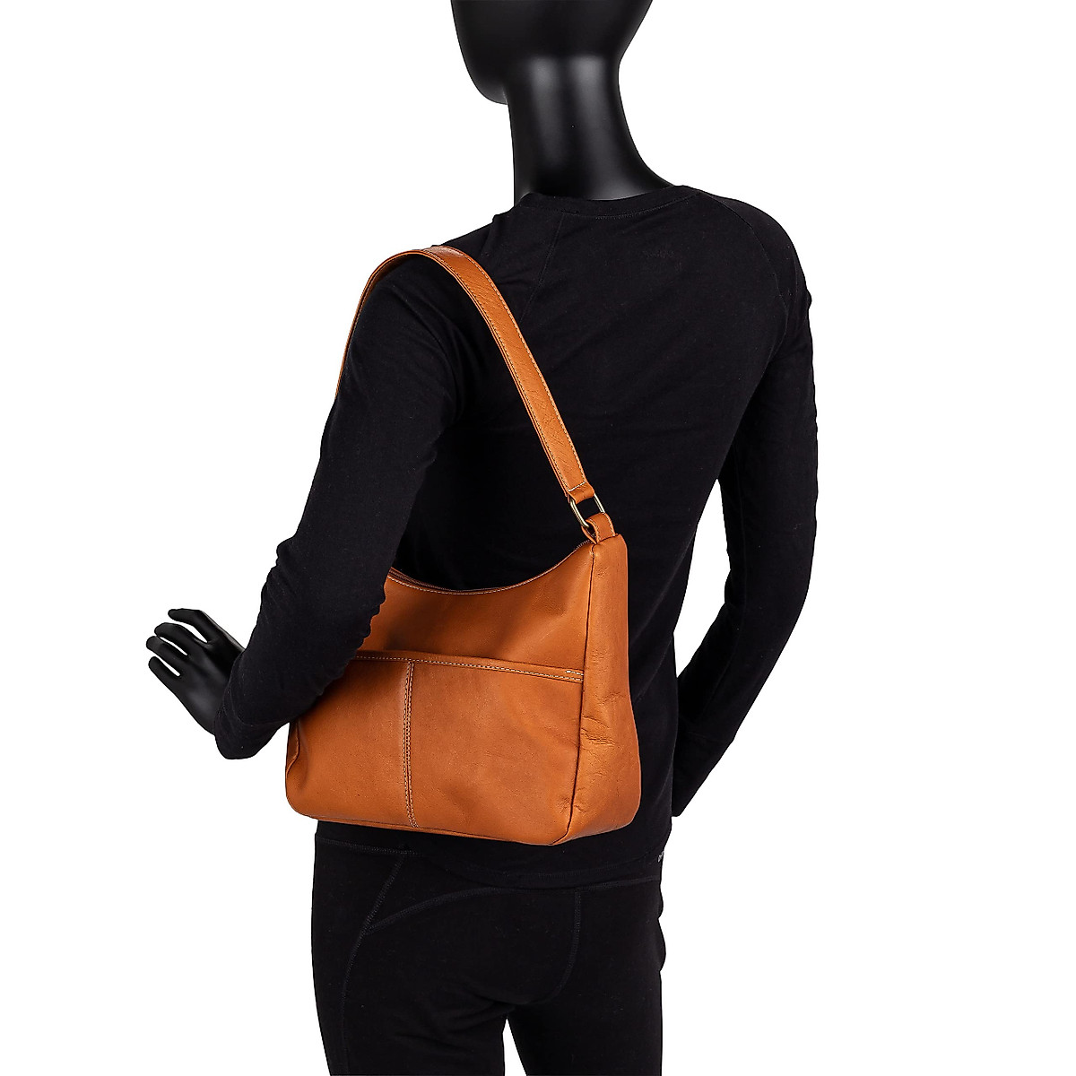 Le Donne Leather Addison Hobo – Premium Full Grain Colombian Leather Shoulder Bag - 11”x8.5”x3” (BLACK)