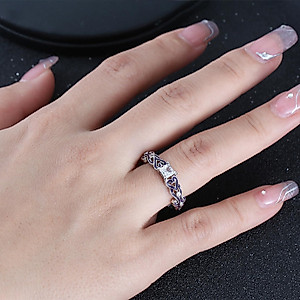 Ginger Lyne Collection Cherri Purple Princess Cut Engagement Wedding Band Bridal Set Size 8