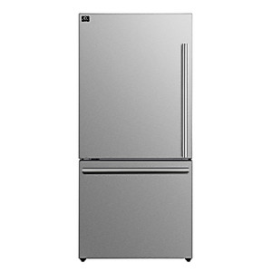 Forno 31" Milano Espresso Refrigerator with Bottom Freezer - 17.2 cu. ft Counter Depth Refrigerator with Touch Control & LED - Stainless Steel Fridge with Adjustable Door Bins and Crisper Drawer