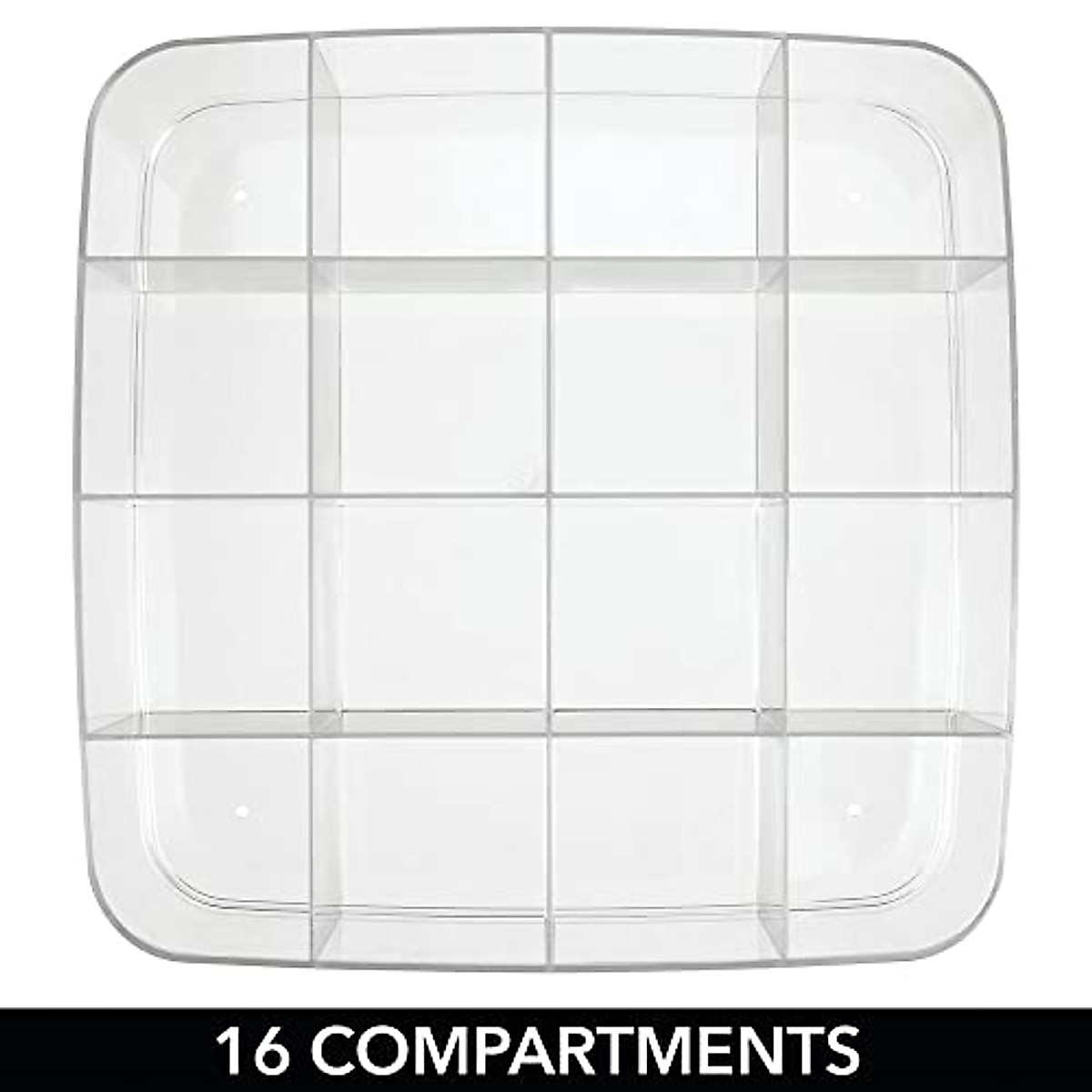 mDesign Plastic Closet Accessory Drawer Organizer for Dresser, Closet, Bedroom, Bathroom, Entryway, Office - Store Belts, Ties, Socks, Watches - 16 Sections- 2 Pack - Clear