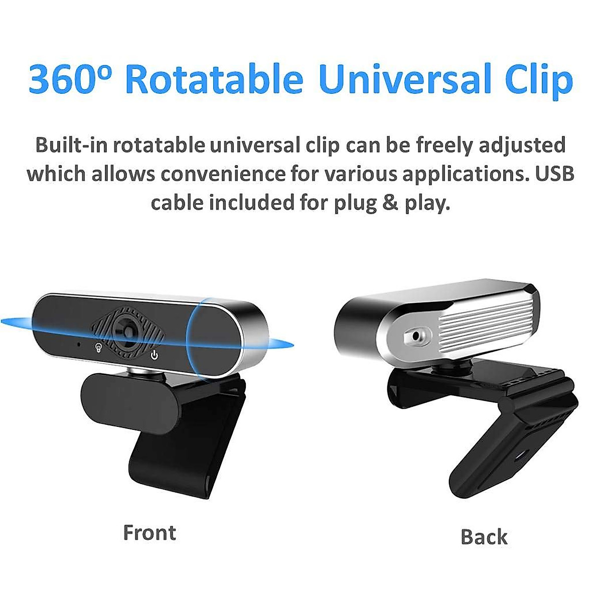 Wennyn Webcam 1080P HD with Microphone & Privacy Cover, USB Web Cam with Live Streaming HD Video for Mac, PC, Computer and Laptop, Wide Angle Lens 1080P Web Camera with 360 Degree Flexible Mount