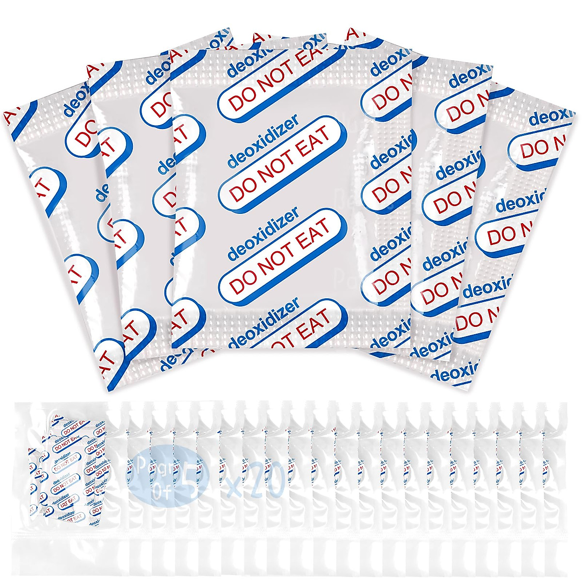 500cc Oxygen Absorbers for Food Storage - 100 Count (20x Packs of 5) - for Long Term Food Storage & Survival, Mylar Bags, Canning, Harvest Right Freeze Dryer, Dehydrated, and Preserved Foods