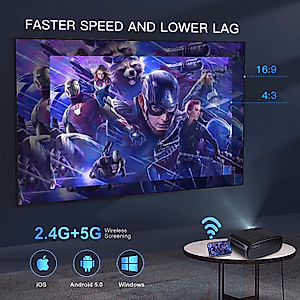 1080P HD Projector, 5G WiFi Bluetooth 4K Projector, PENMAMA 9500L Movie Mini Projector with Zoom/±15° Keystone/ 300" Display/Phone Mirroing, Compatible with HDMI, VGA, USB, Phone, TV, Laptop, PC, PS5