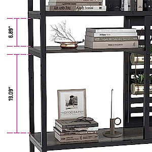 Anivia 5 Tier Bookshelf, Ladder Bookcase Display Shelves, Wide Book Shelf Bookcases for Home & Office, Oak/Black