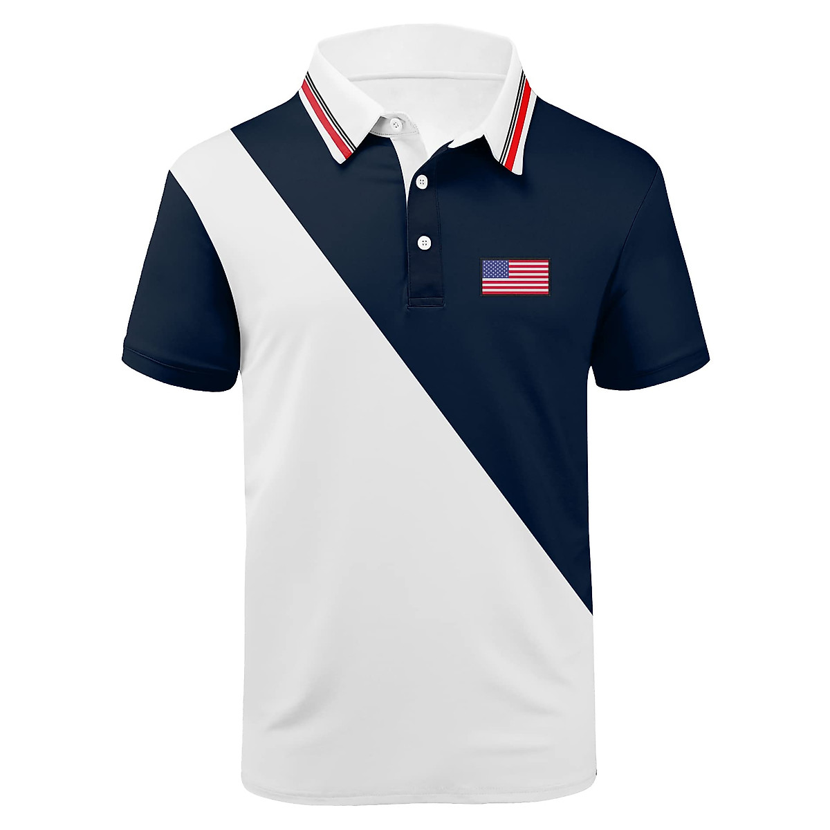 ZITY Golf Polo Shirts for Men Short Sleeve Athletic Tennis T-Shirt Navy White XL