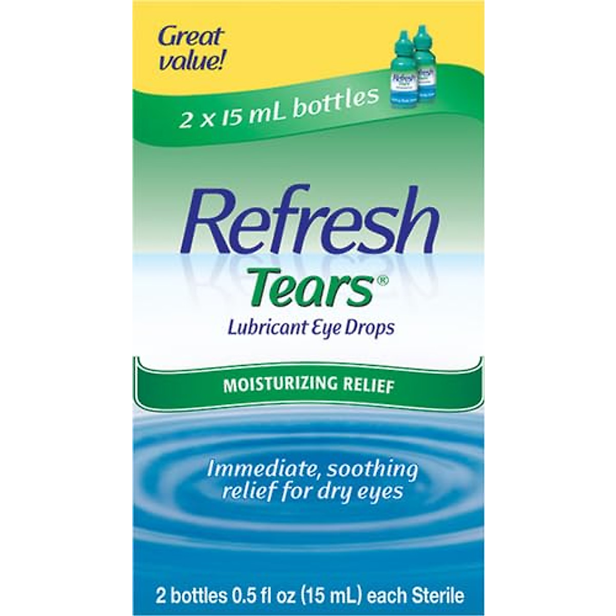 Refresh Tears Lubricant Eye Drops, 2 Count (Pack of 1)
