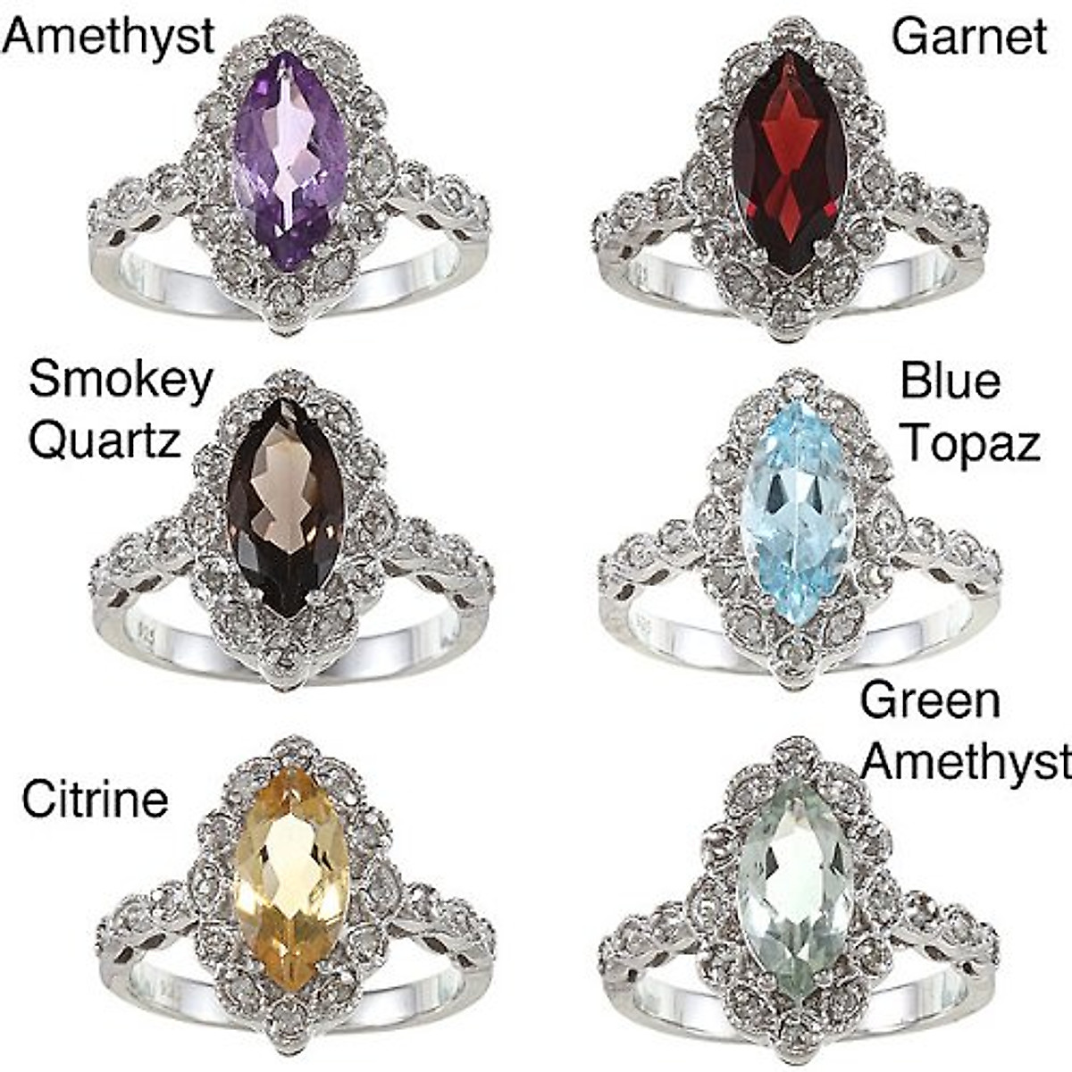 Sterling Silver Vintage Style Marquise Amethyst and Diamond Ring (1/4 TDW)