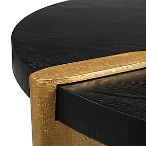 Uolfin Nesting Tables with Wood Veneer Top and Gold Painted Legs