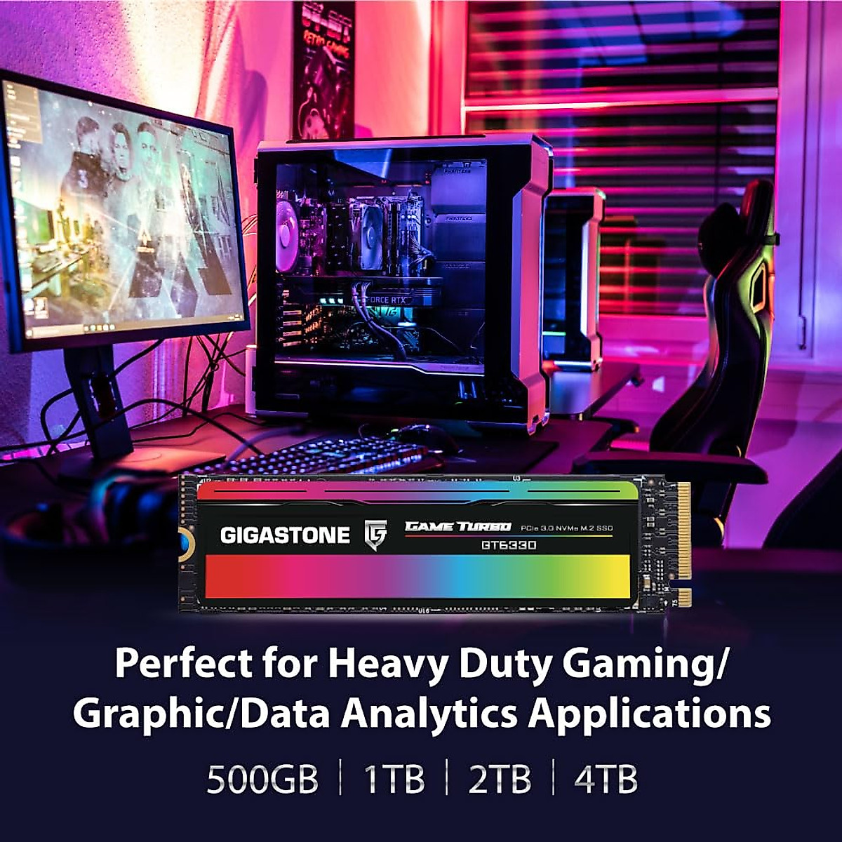 Gigastone PCIe 3.0 M.2 SSD 1TB Gen 3 NVMe SSD Gaming Internal Solid State Hard Drives Upgrade PC Laptop Storage High Speed Response for Gamers Graphic Design Creators IT Pros up to 3,400MB/s