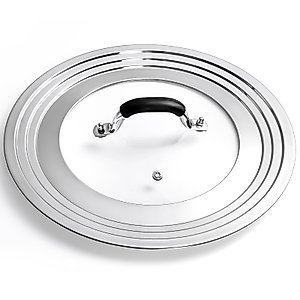 8.25-12.6" Inches Universal Lid for Pans Pots, Universal Pan Lid with Clear Window, Large Stainless Steel Pan Lid Cover for Cast Iron Skillets Frying Pans Woks