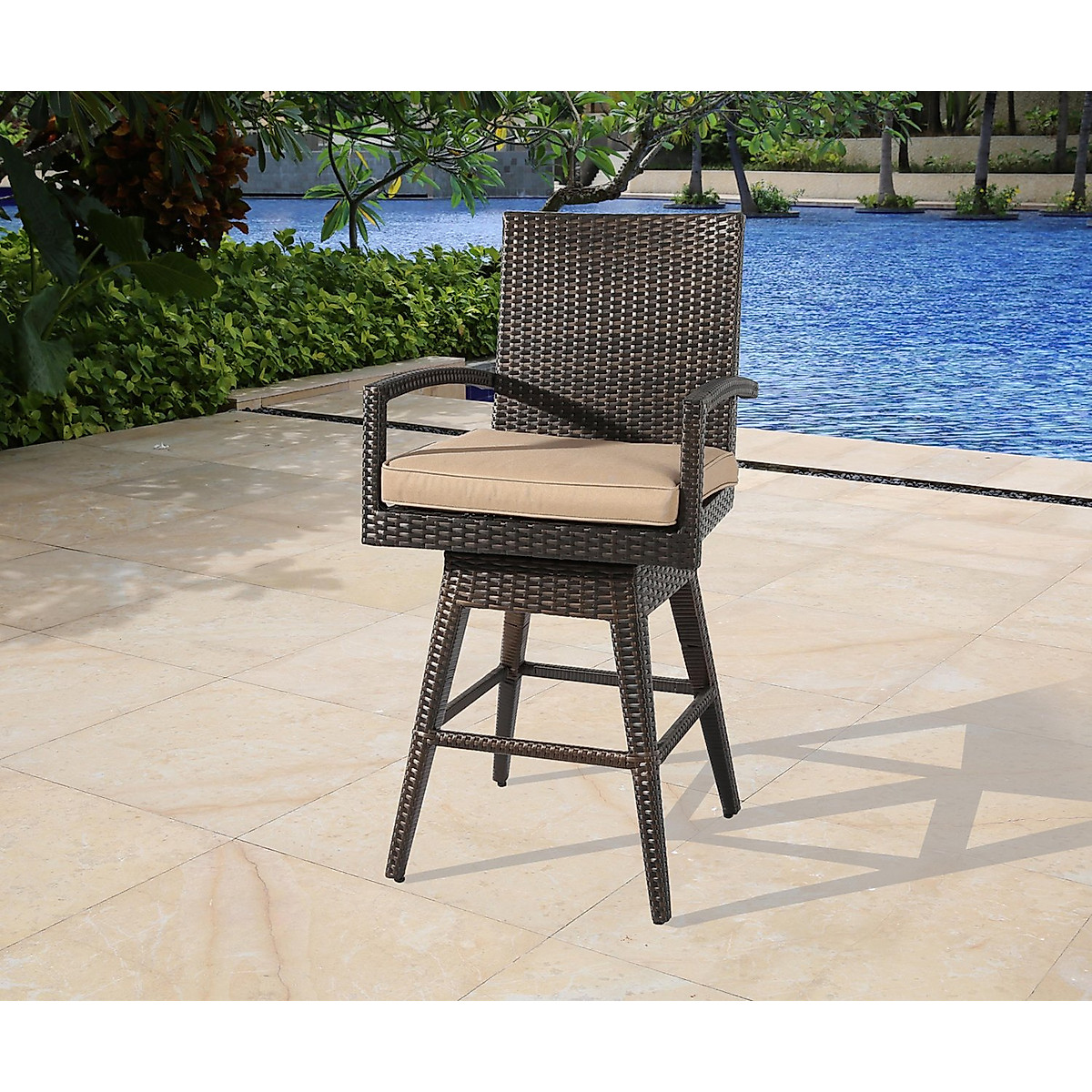 Ulax Furniture Outdoor Wicker Bar Height Stools