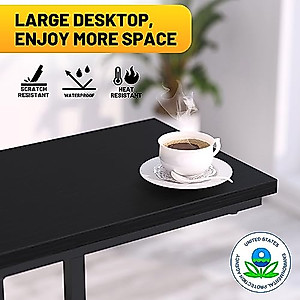 C Table End Table, Sturdy 2 Tier C Shaped Side Table for Couch Sofa Bedside Small Space, C Snack Table TV Tray Record Player Stand Small Tables for Living Room Bedroom, Easy to Assemble, Black