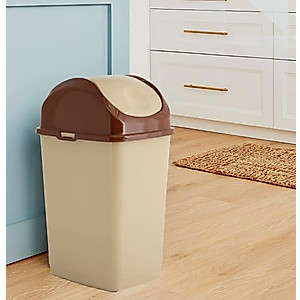 Generic VcJta Swing Top Lid Trash Can for Under Desk Organization 9 Gallon Plastic Waste Bin Office Home Garbage Receptacle, Beige, E285131478519