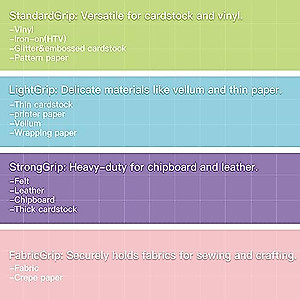 Srunffe 12 Pack Cutting Mats for Cricut Maker/Maker 3/Explore 3/Air/Air 2, Variety Adhesive Replacement Cut Mats compatible with Cricut Machines, Standard/Light/Strong/Frabic