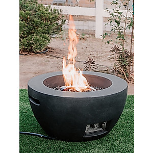 Kante 25" Diameter Round Concrete/Metal Outdoor Propane Gas Smokeless Bowl Patio Heater, Fire Pit Table 50,000 BTU & Weather Resistant Cover, Charcoal