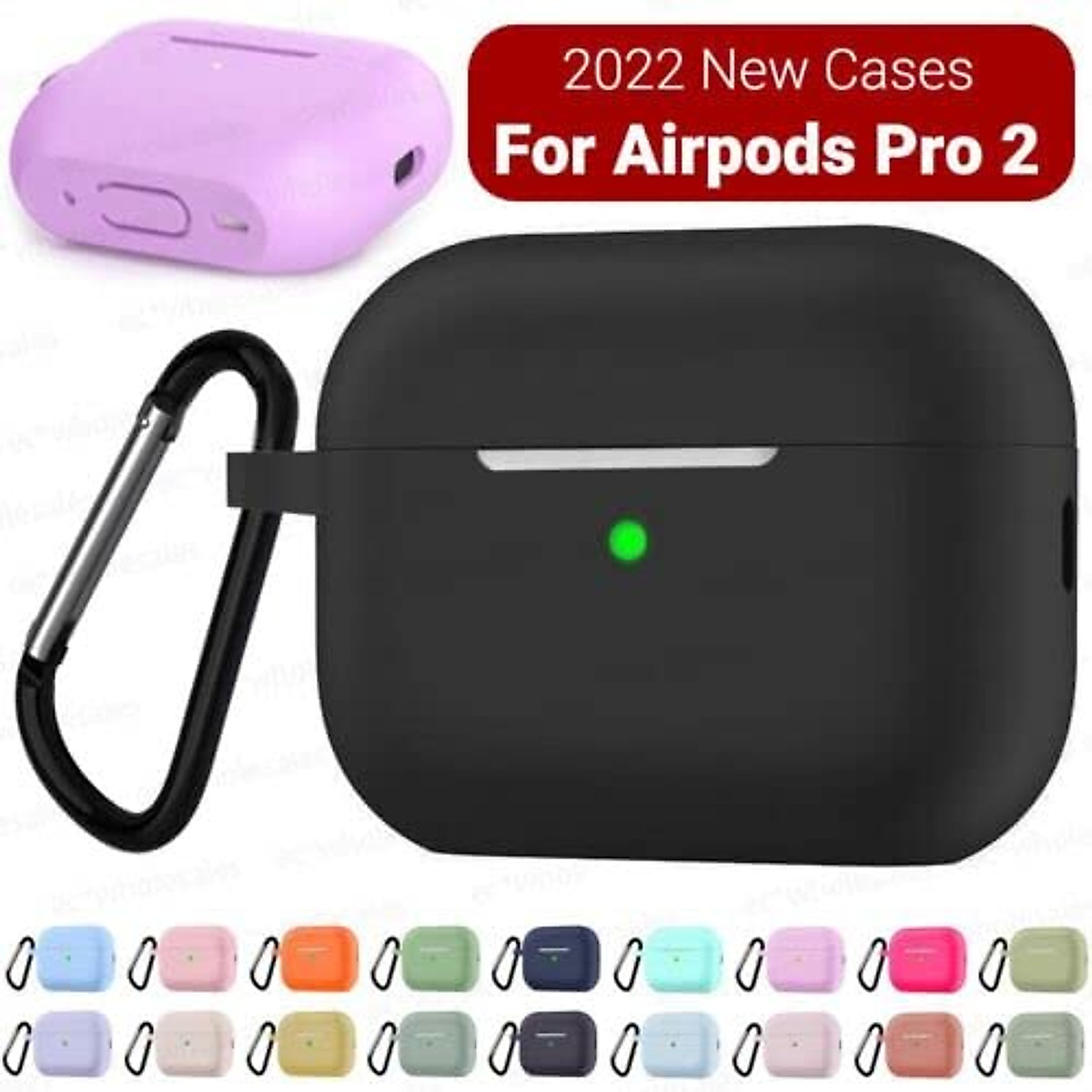 Silicone Shockproof Cover Case for Airpods Pro 2nd Generation (2022) - Glow in The Dark Blue