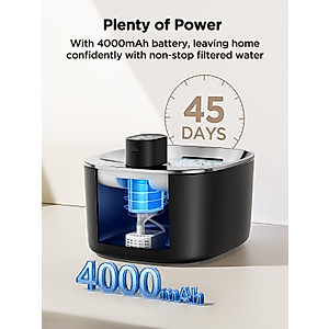 FEELNEEDY Cat Water Fountain Battery Operated, 4L/135 fl oz Pet Water Fountain for Cats and Dog with Motion Sensor, Wireless Ultra Quiet Cat Drinking Fountain with 2 Filters (Black YPD-C004P)