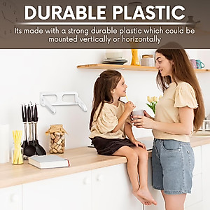 Bistras Wall Mount Paper Towel Holder Dispenser for Kitchen and Bath, Vertical or Horizontal Mount, Under Cabinet Includes 2 Screws (White 1 pk)